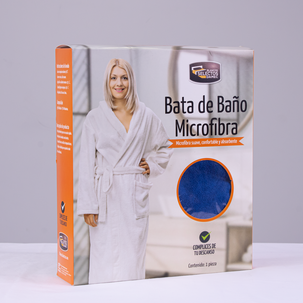 Bata de baño Microfibra Azul Rey – Blancos Damec
